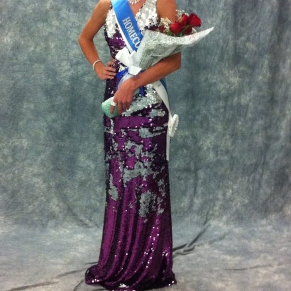 WOW couture | Dresses | Wow Prom Pageant Purplesilver Gown Size 2 ...